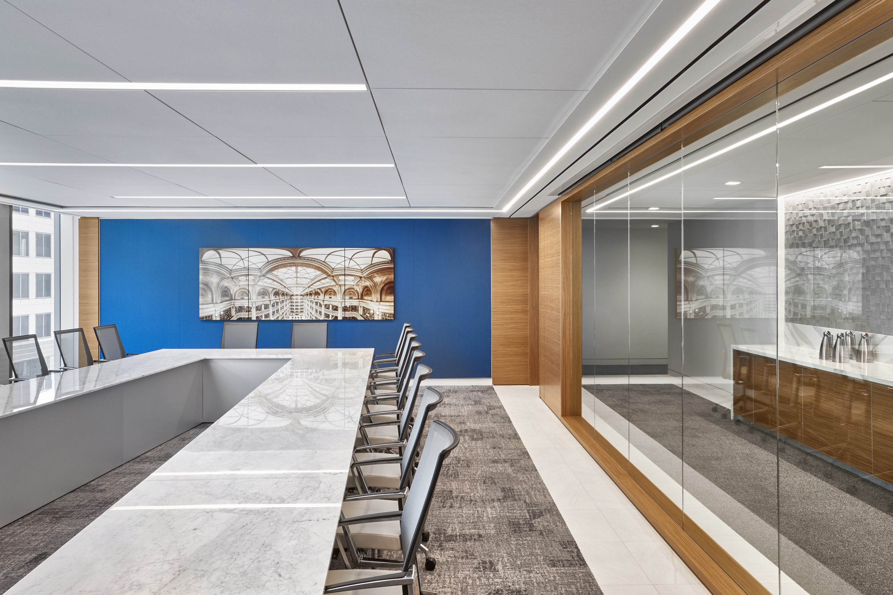 Conference Table | Custom | Stone U Shaped Top | Brushed Chemetal Base ...