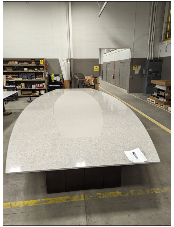 Custom Conference Table | Boat Shape Quartz Top | Island Base | 2 ...