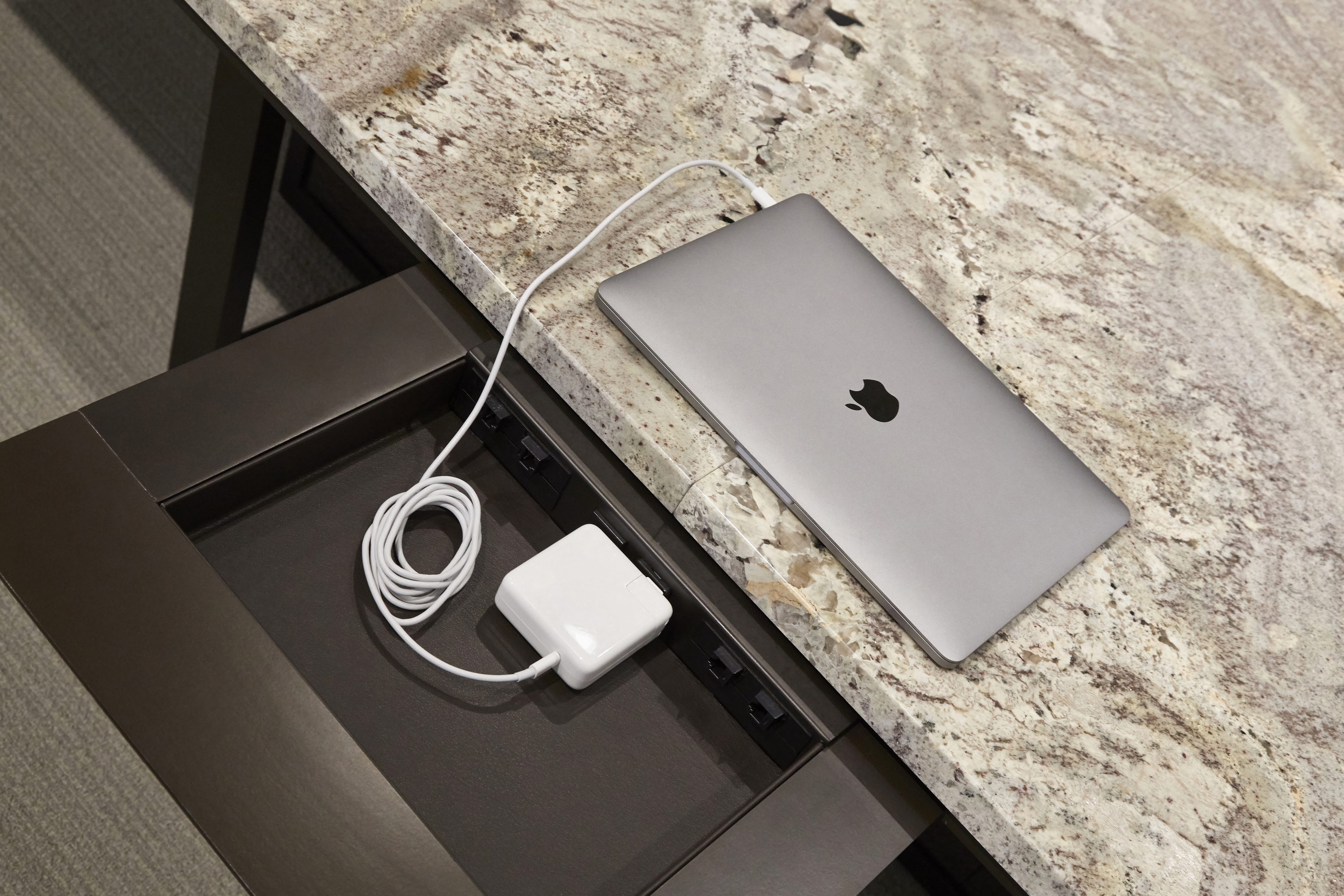 Crossbeam | Conference Table | COM Stone Top | Power Drawer Open ...