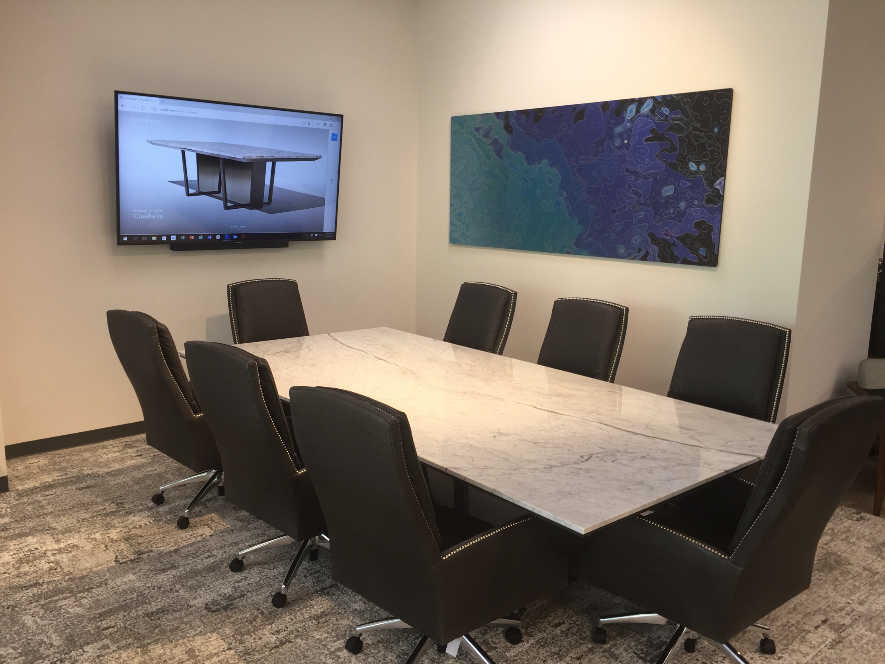 Crossbeam | Conference Table | Carrara Marble Top | Chemetal Base ...
