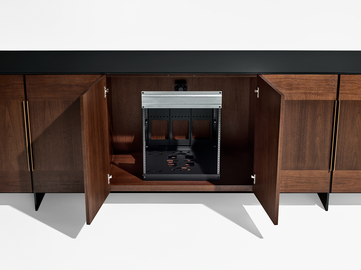 Forena | Buffet Height Credenza | M33 Mocha Walnut Veneer | Black Satin ...