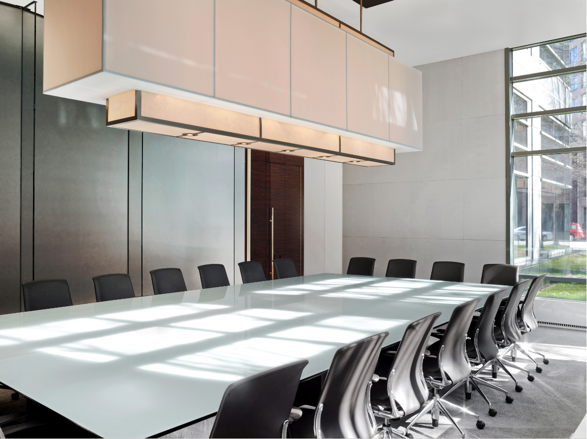 Custom | White Back Painted Glass Top | Atlanta Law Firm | Nucraft Assets