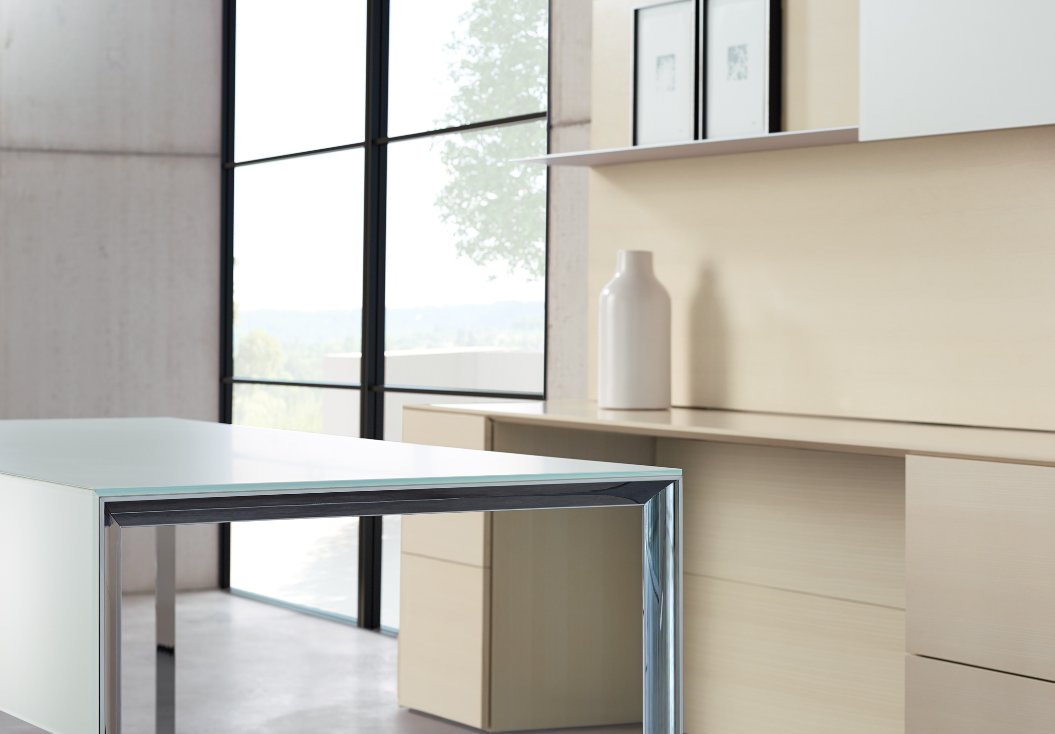 Merino | Casegood | Freestanding Desk |G48 Chalk Quartered Ash Veneer ...