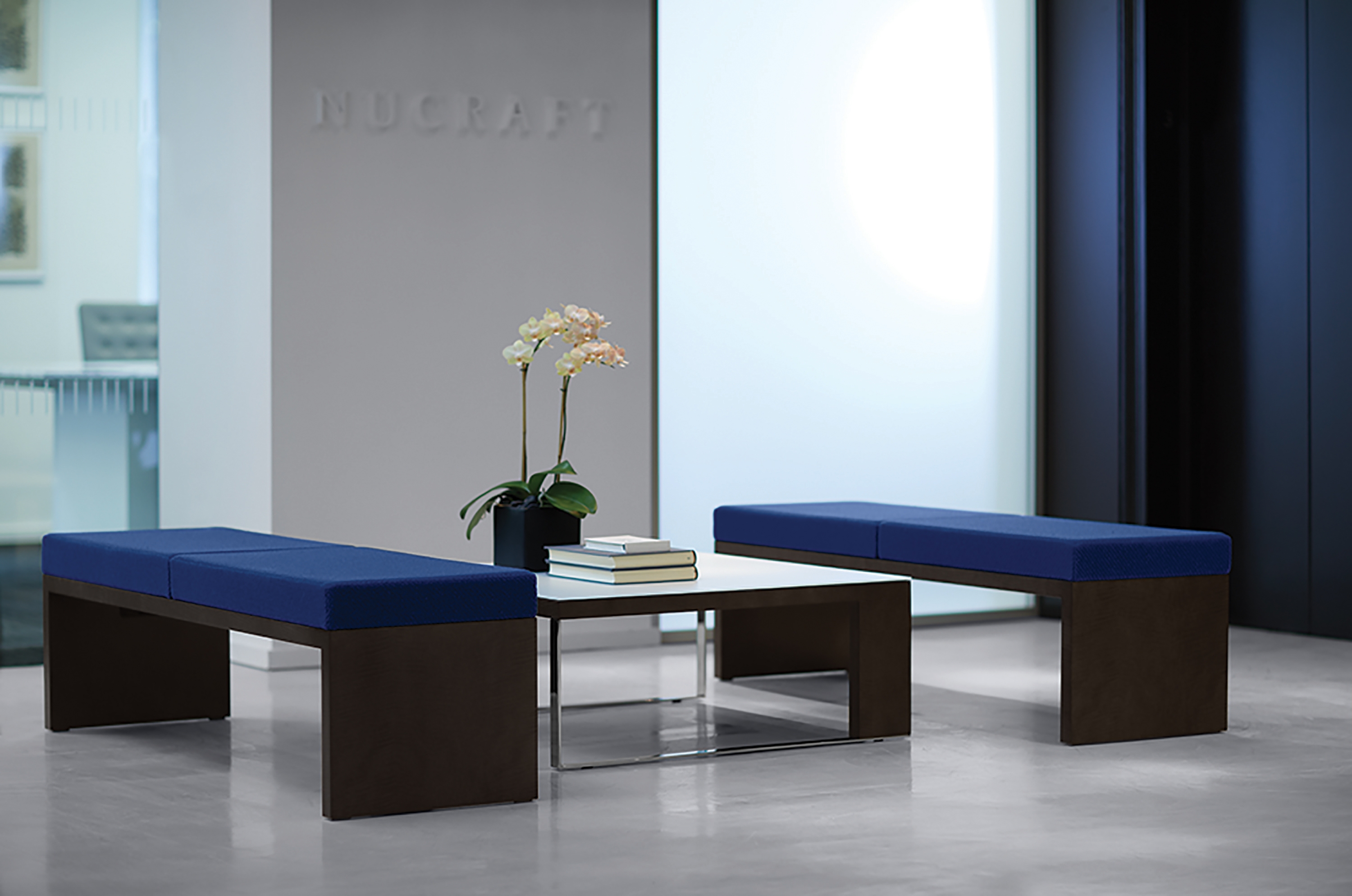 Emme | Bench | COM Fabric | Veneer Base | New York Showroom | Nucraft ...