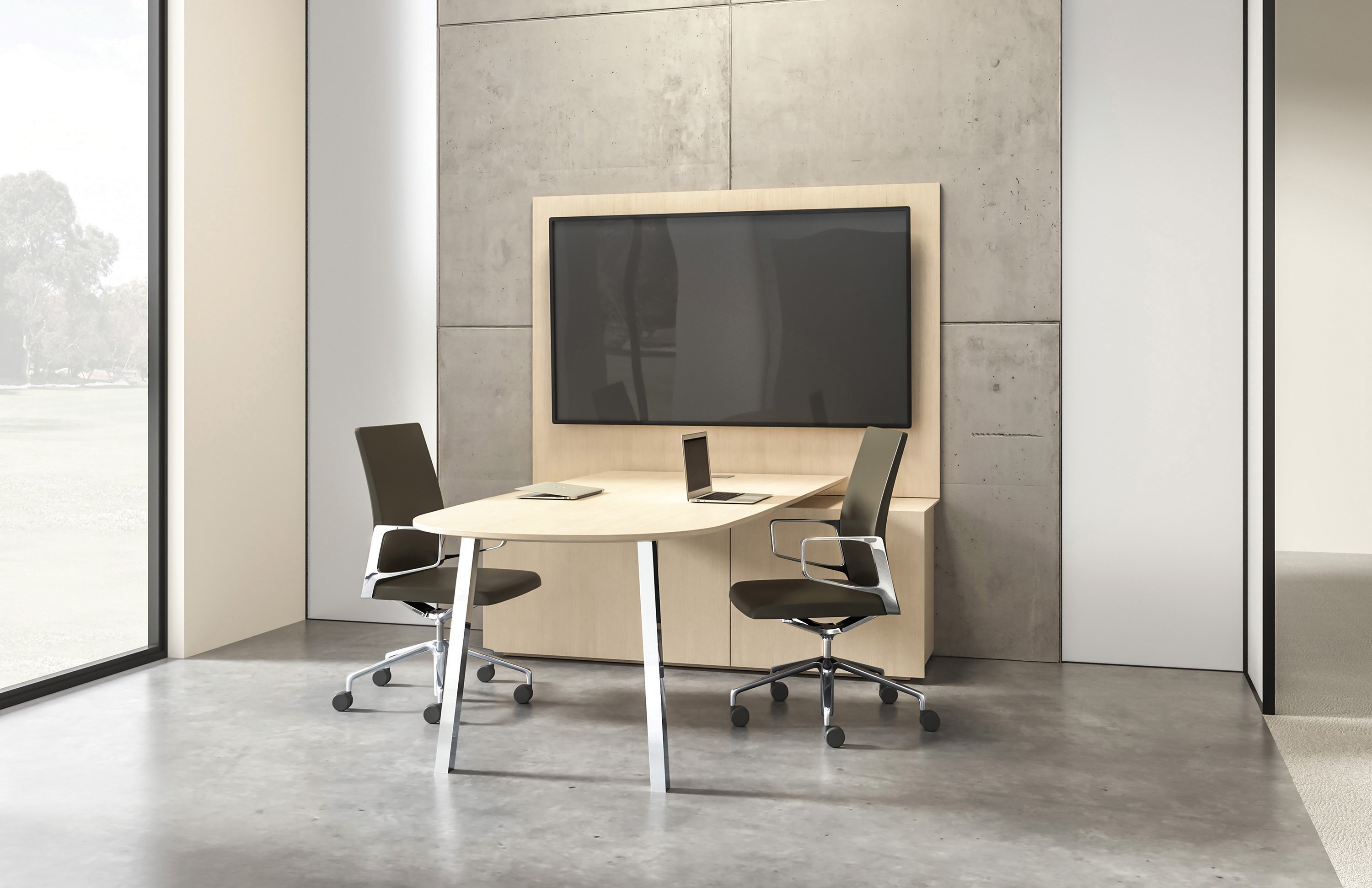 Two4Six | Media Table | D-Shaped Veneer Top | Seated Height | Polished ...