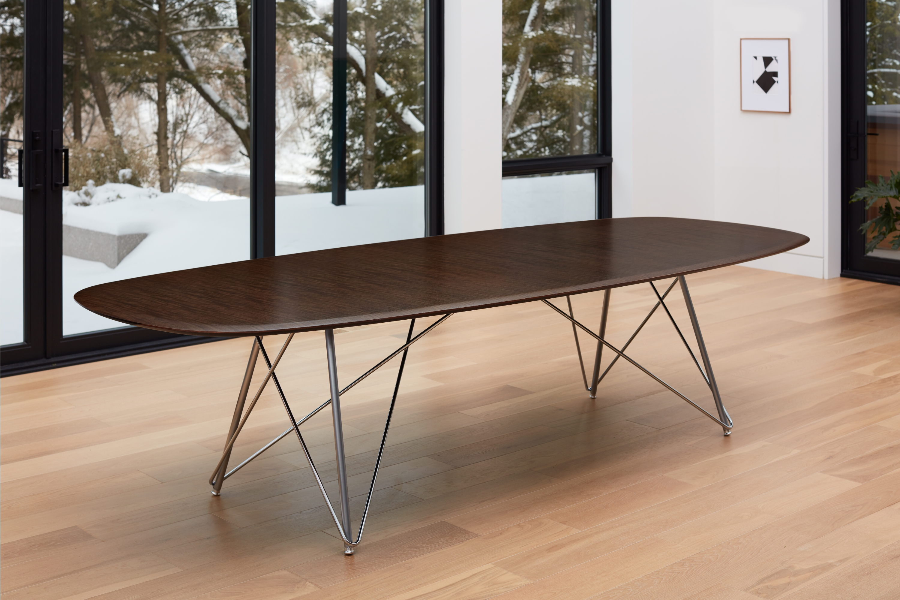 Baja | Conference Table | Soft Rectangle Veneer Top | Chrome Wire Frame ...