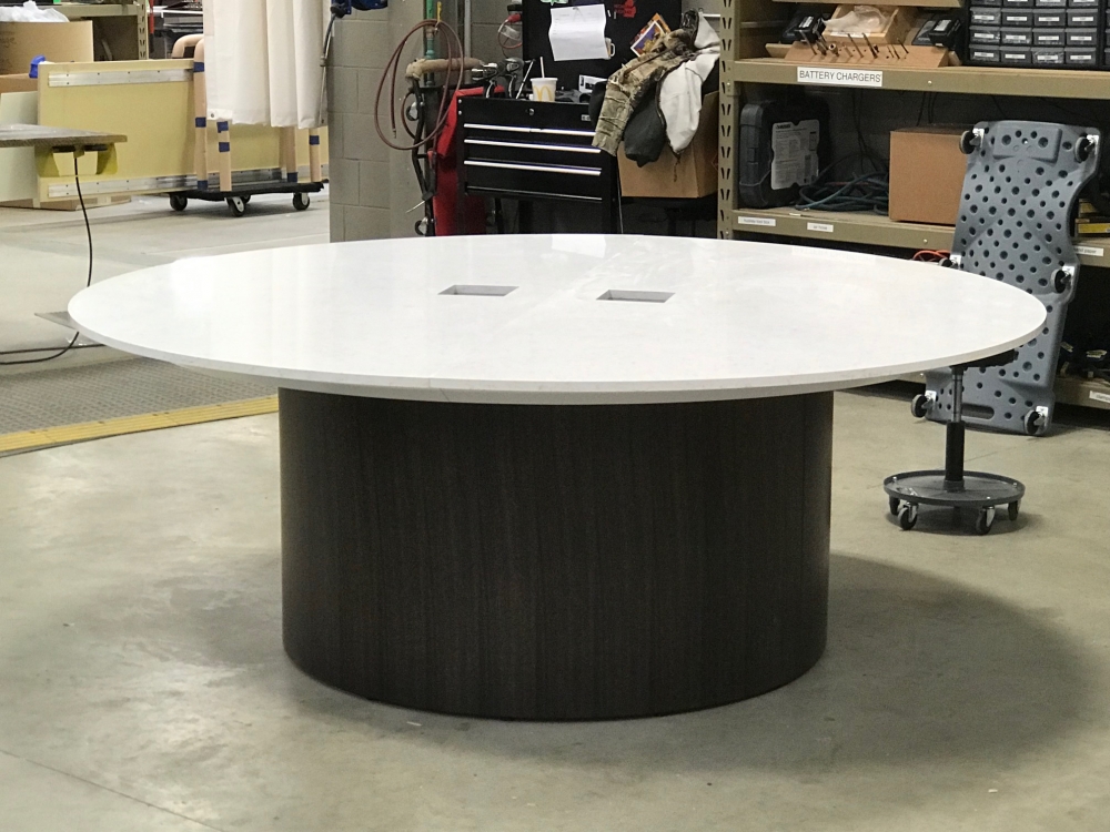 Flow | Conference Table | Custom | Round Stone Top | Veneer Cylinder ...