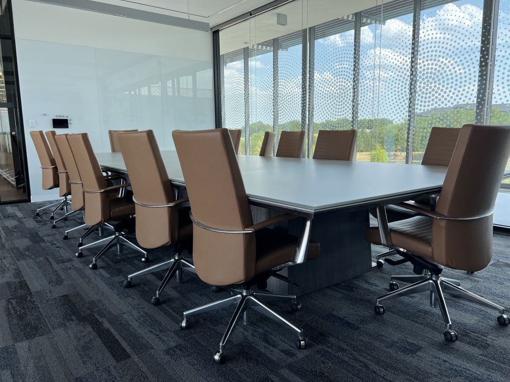 Ascari | Conference Table | Satin Glass Top | Veneer Island Base | 168 ...