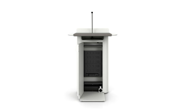 Summit Lectern | Dune Veneer | Storm Powder Coat | Conference Room ...
